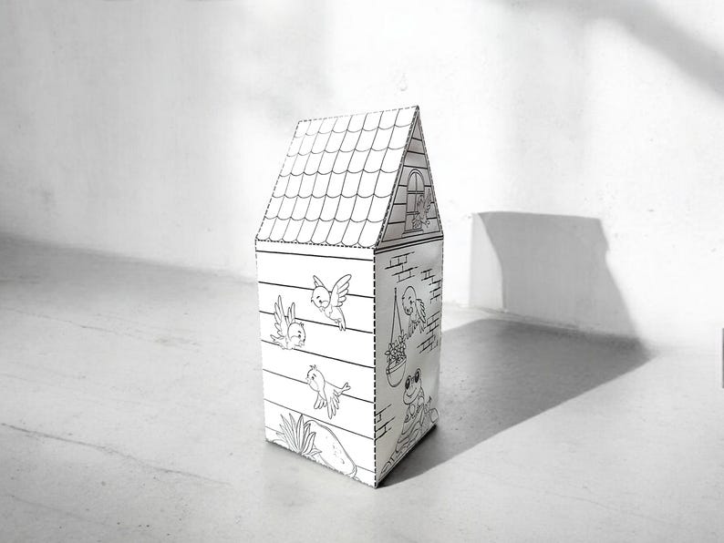 Paper Toy House Montessori Printable Activity Coloring Paper Craft 3D ...