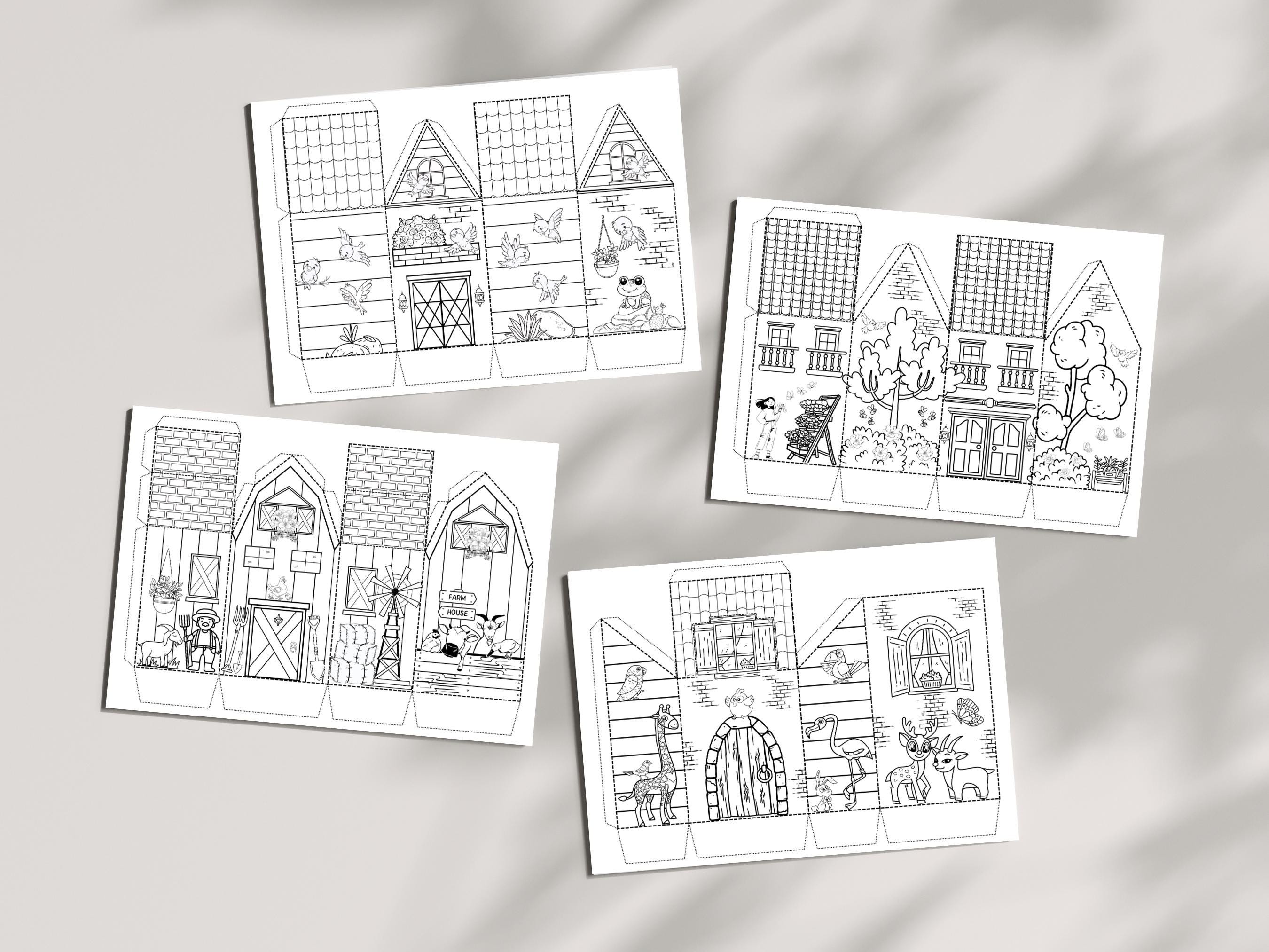 Paper Toy House Montessori Printable Activity Coloring Paper Craft 3D ...