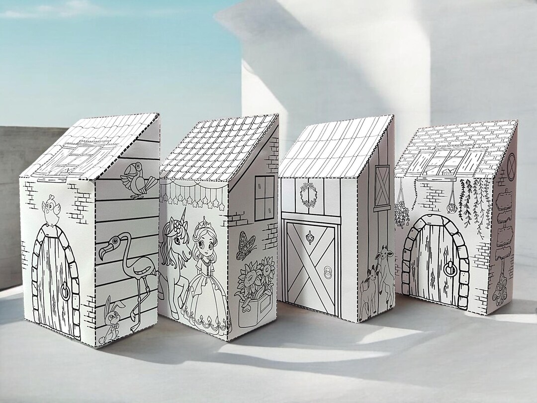 Paper Toy House Montessori Printable Activity Coloring Paper Craft 3D ...
