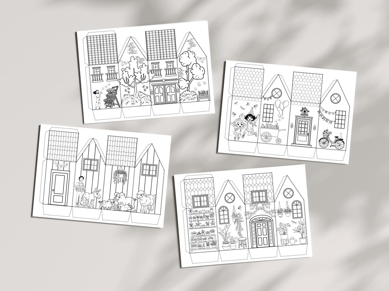 Paper Toy House Printable Activity Coloring Paper Craft 3D Paper Doll ...