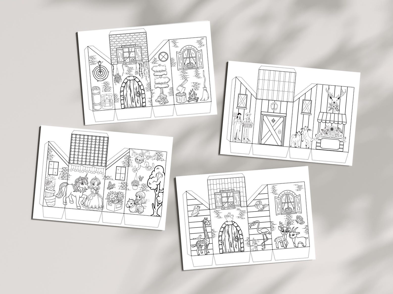 Paper Toy House Printable Activity Coloring Paper Craft 3D Paper Doll ...