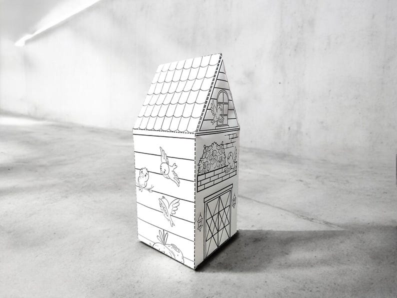 Paper Toy House Montessori Printable Activity Coloring Paper Craft 3D ...