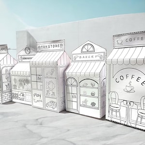 Paper Toy Shop Printable Activity Coloring Paper Craft 3D Paper Shops ...