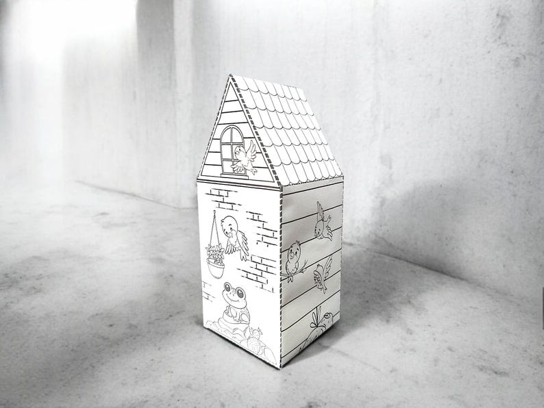 Paper Toy House Montessori Printable Activity Coloring Paper Craft 3D ...