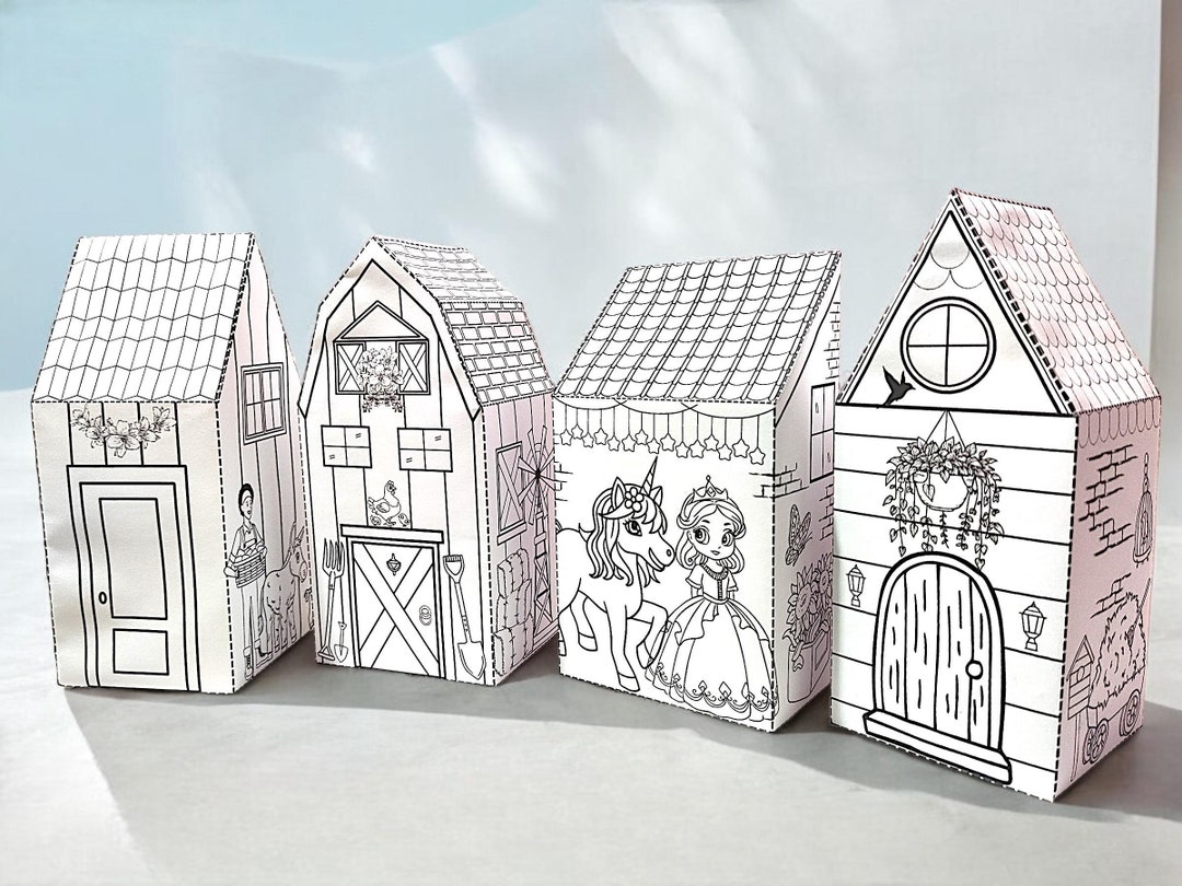 Paper Toy House Montessori Printable Activity Coloring Paper Craft 3D ...