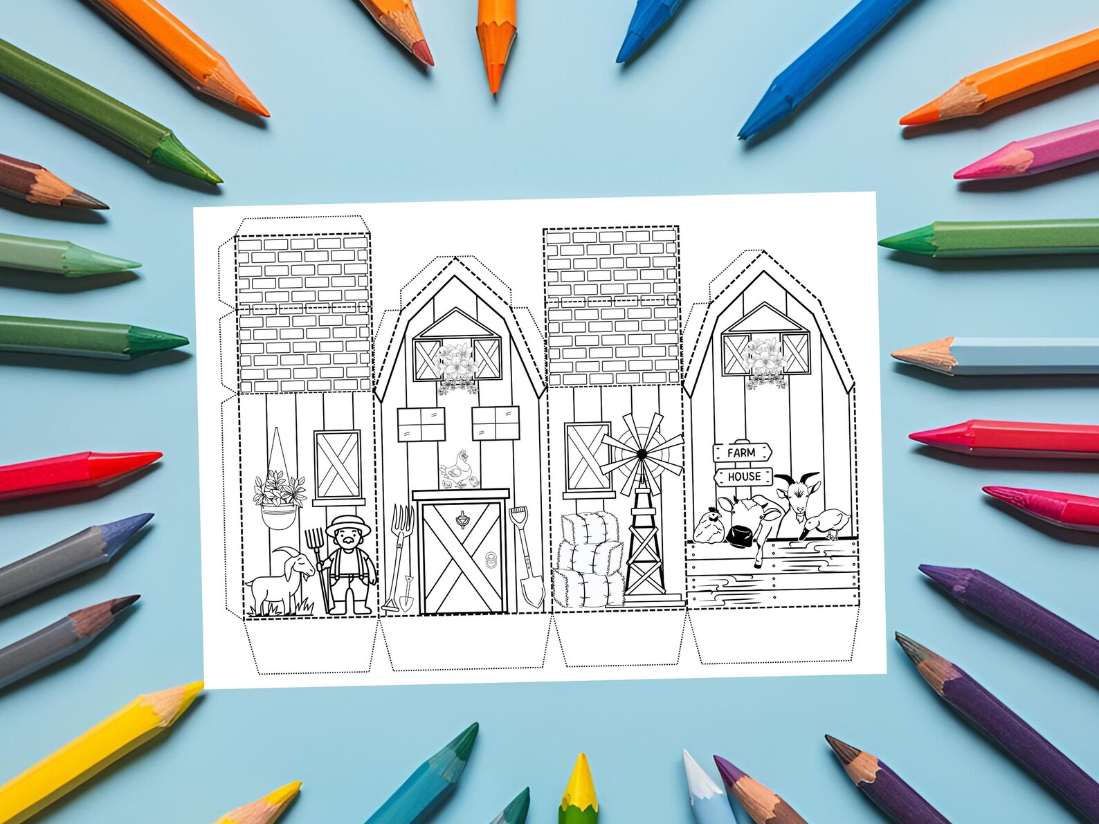 Paper Toy House Printable Activity Coloring Paper Craft 3D Paper Doll ...