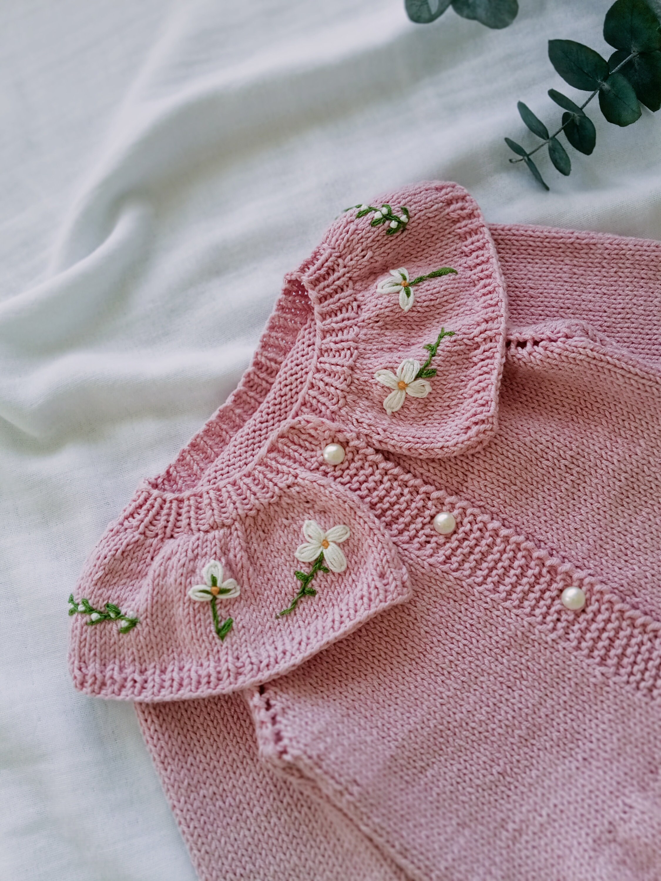 Pink Color Flower Embroidered Baby Cardigan, Cardigan for Babies, Gift ...