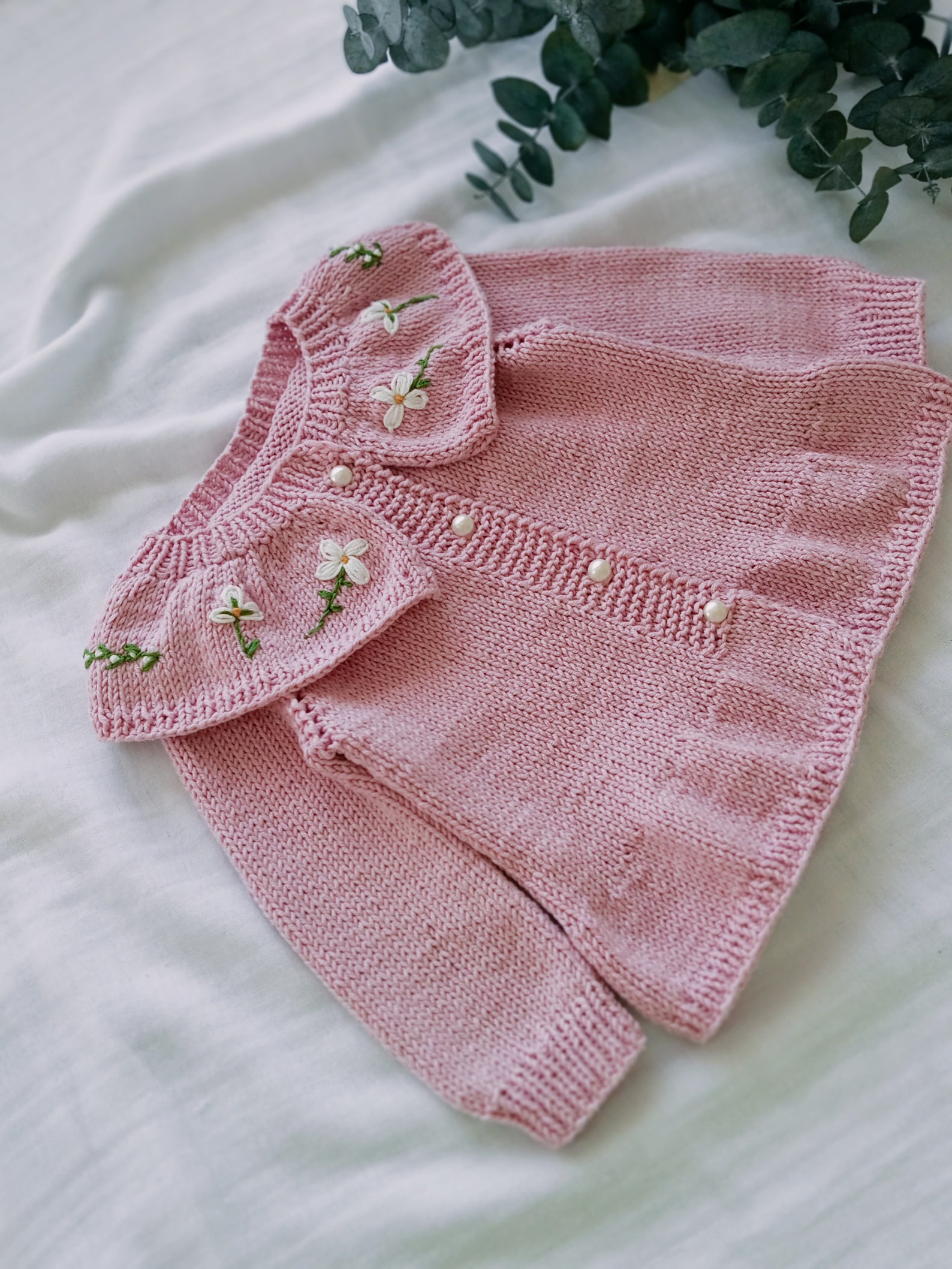 Pink Color Flower Embroidered Baby Cardigan, Cardigan for Babies, Gift ...