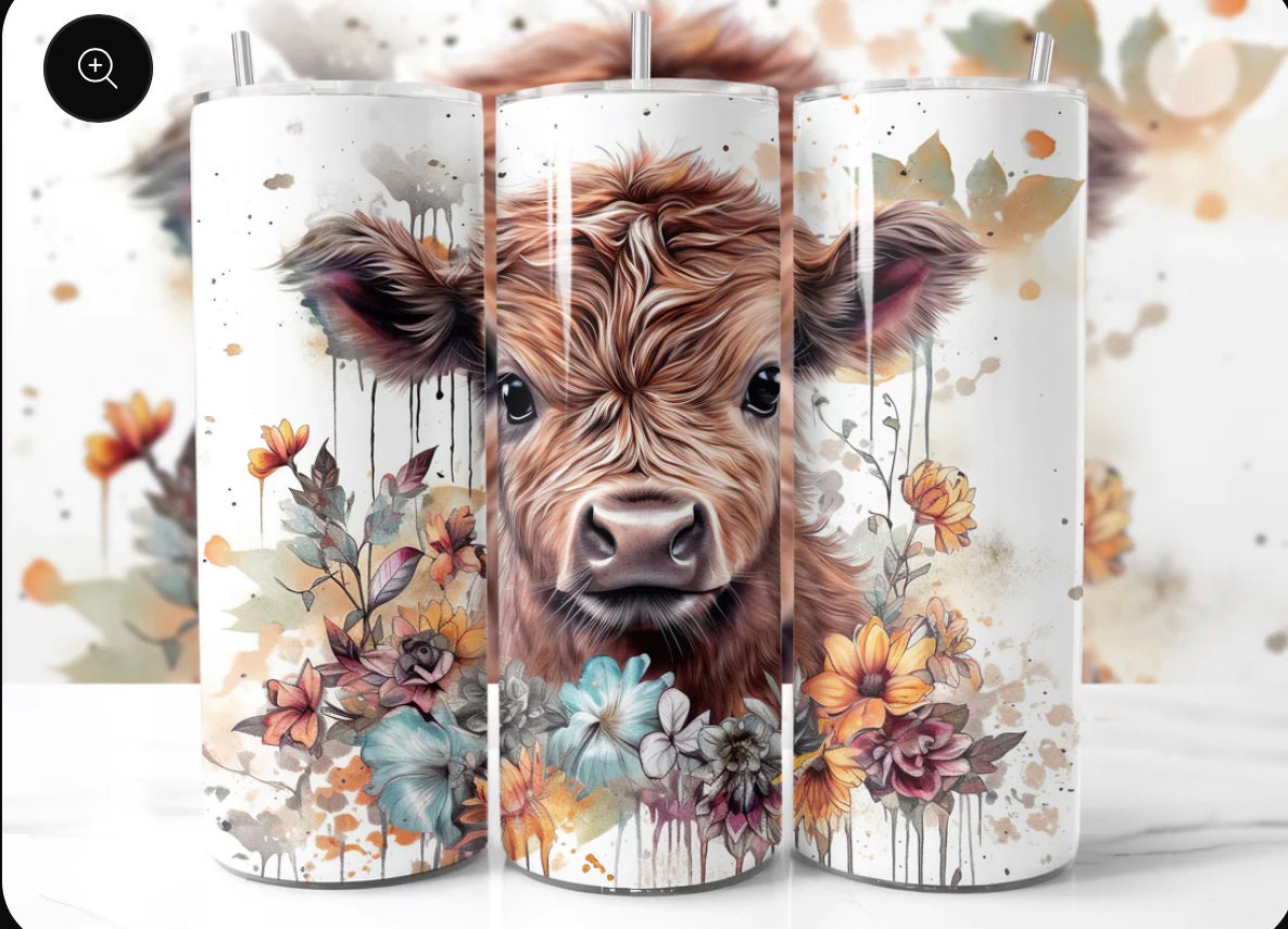 Cute Fluffy Highland Cow 20oz Sublimated Tumbler With Straw & Lid - Etsy