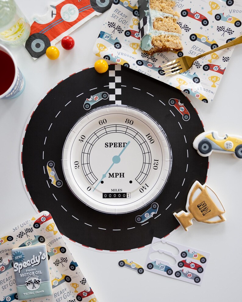 Race Car Speedometer Birthday Party Paper Plates - Set of 8 Car Theme ...