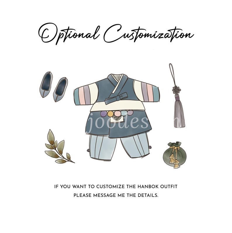 Boy Hanbok Korean First Birthday Board Sign With Icons, Modern Dohl ...