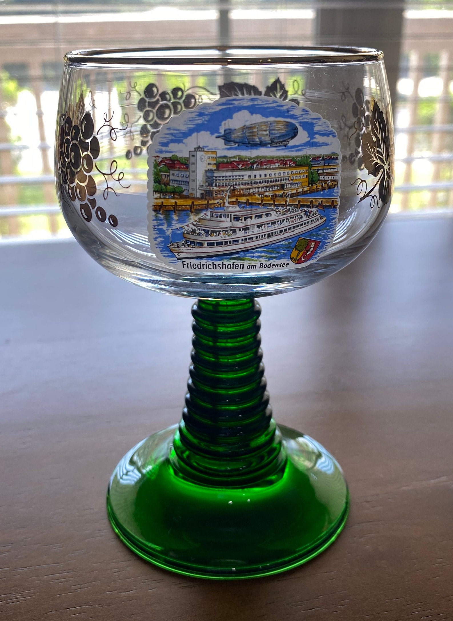 German Friedrichshafen Am Bodensee Boat Glass With Gold Rim, Leaves ...