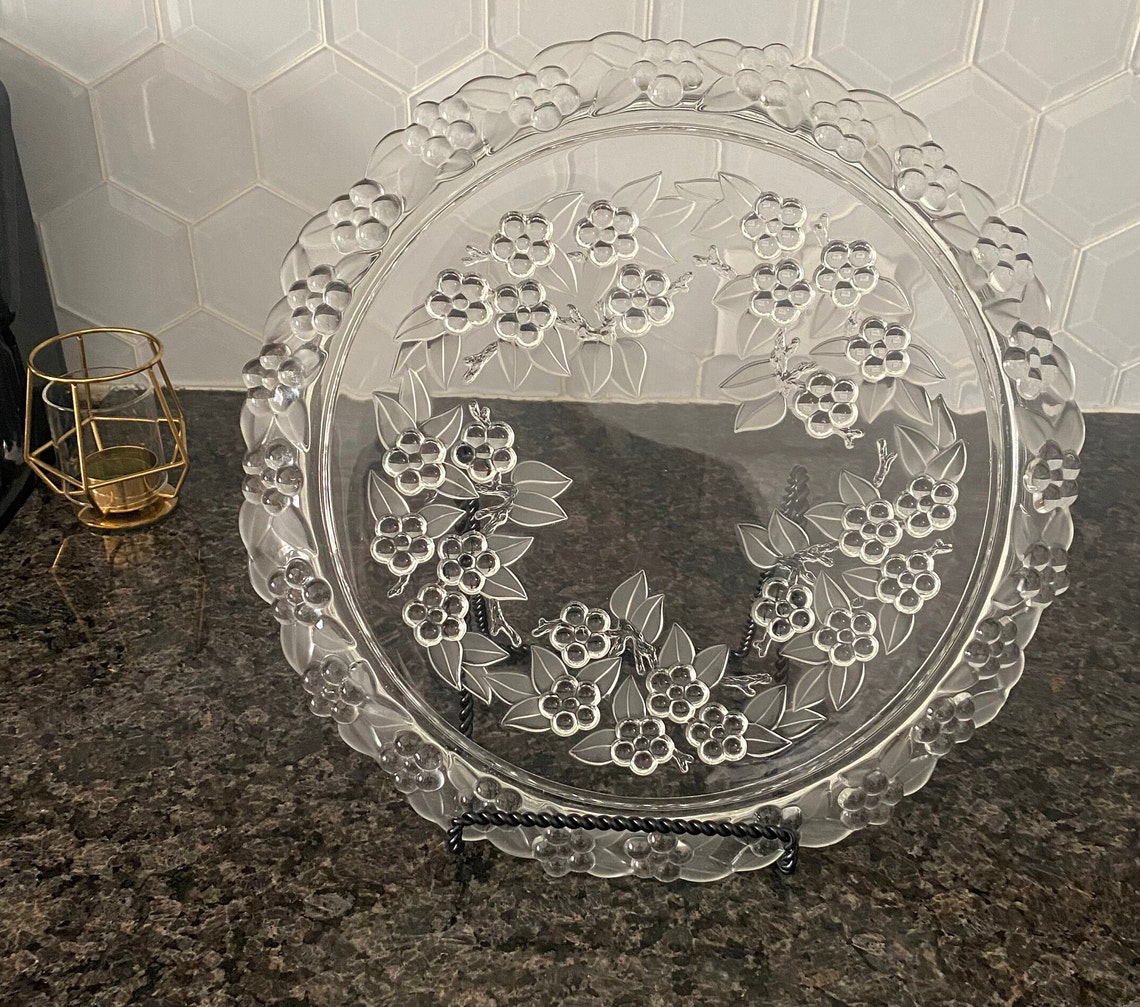 Clear Glass Dishware With Grape and Leaf Engravings - Etsy