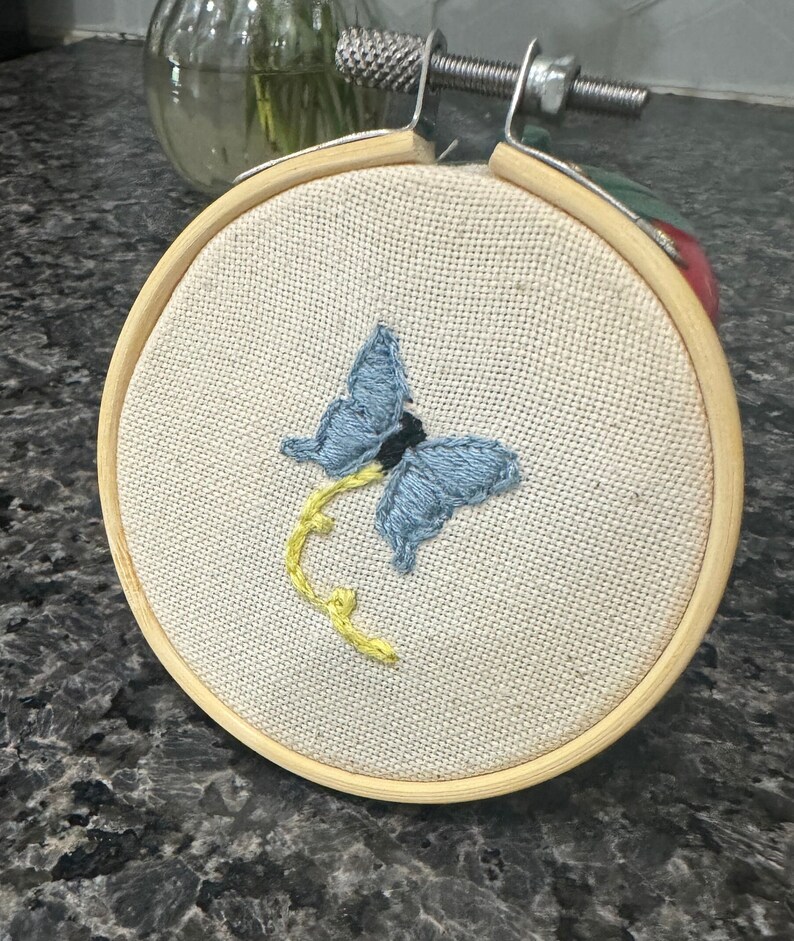 Hand-sewn Butterfly Embroidery Art - Adorable Wall Decor - Perfect Gift ...
