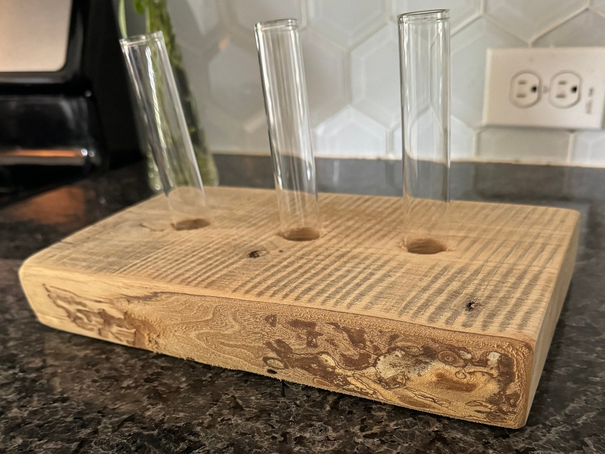 Reclaimed Oak Wood Propagation Station With Three Glass Test Tube ...