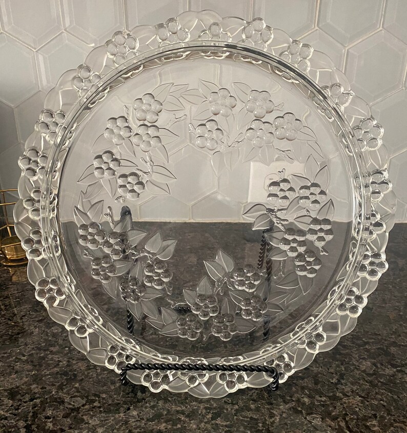 Clear Glass Dishware With Grape and Leaf Engravings - Etsy