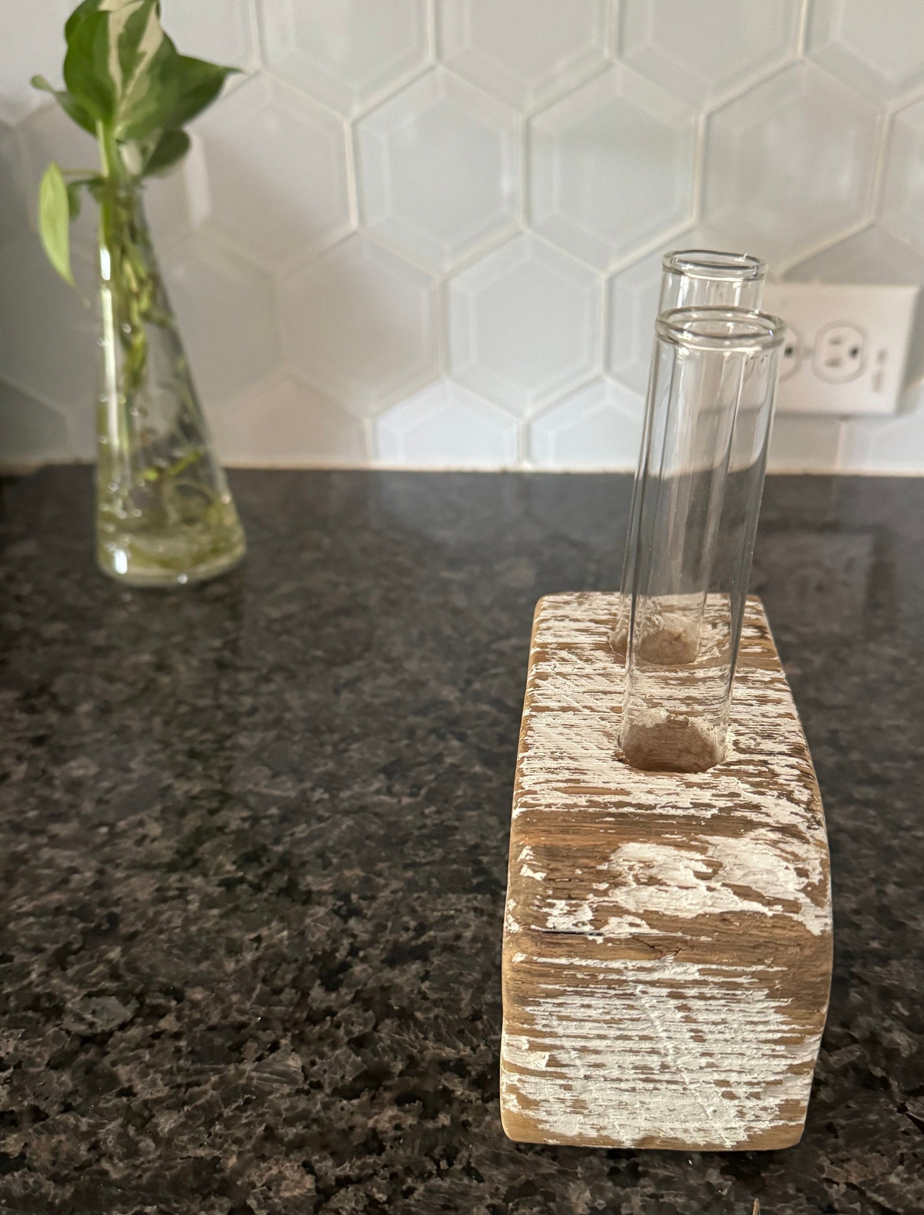 Reclaimed Oak Wood Propagation Station With Two Glass Test Tubes ...