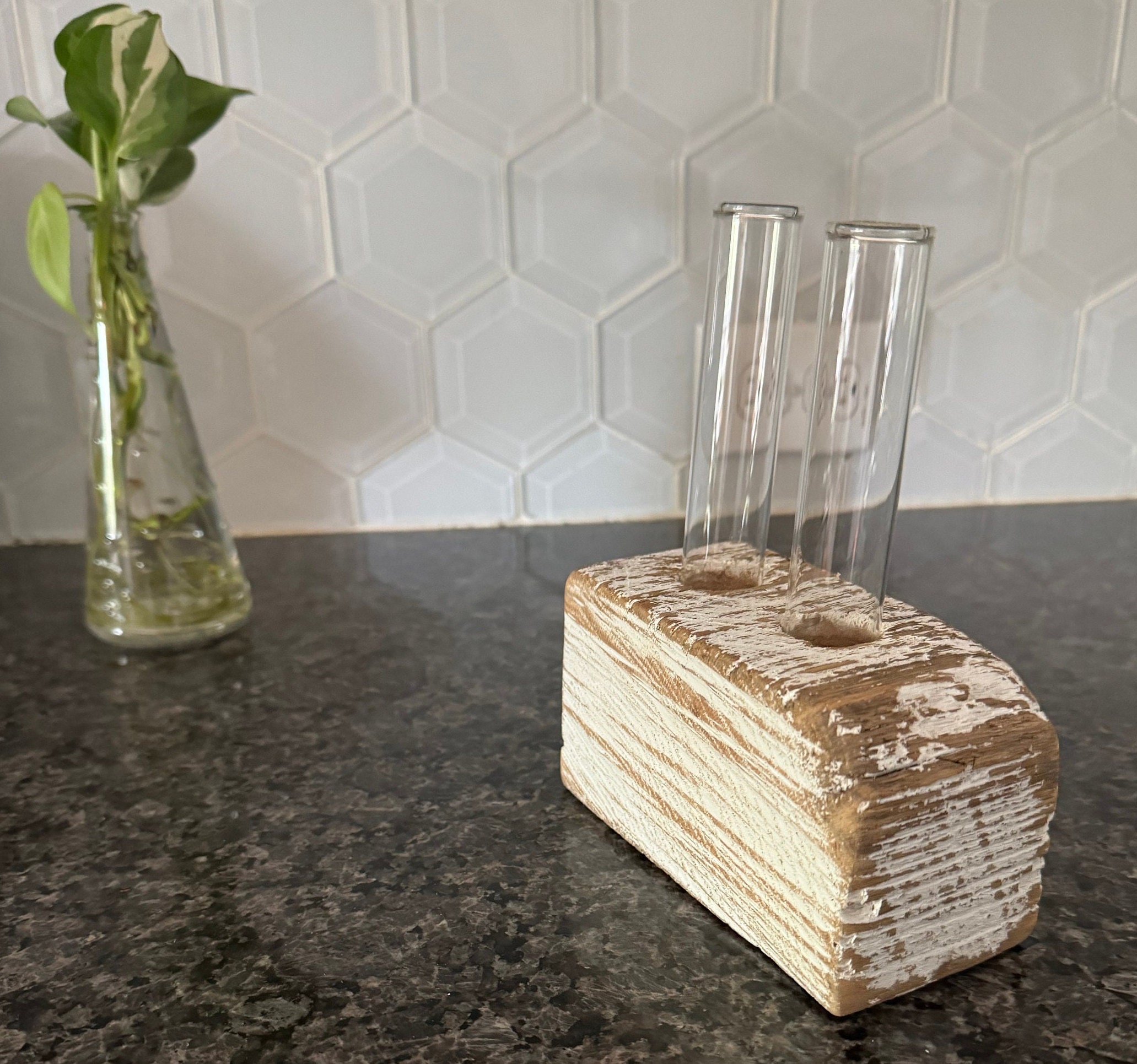 Reclaimed Oak Wood Propagation Station With Two Glass Test Tubes ...