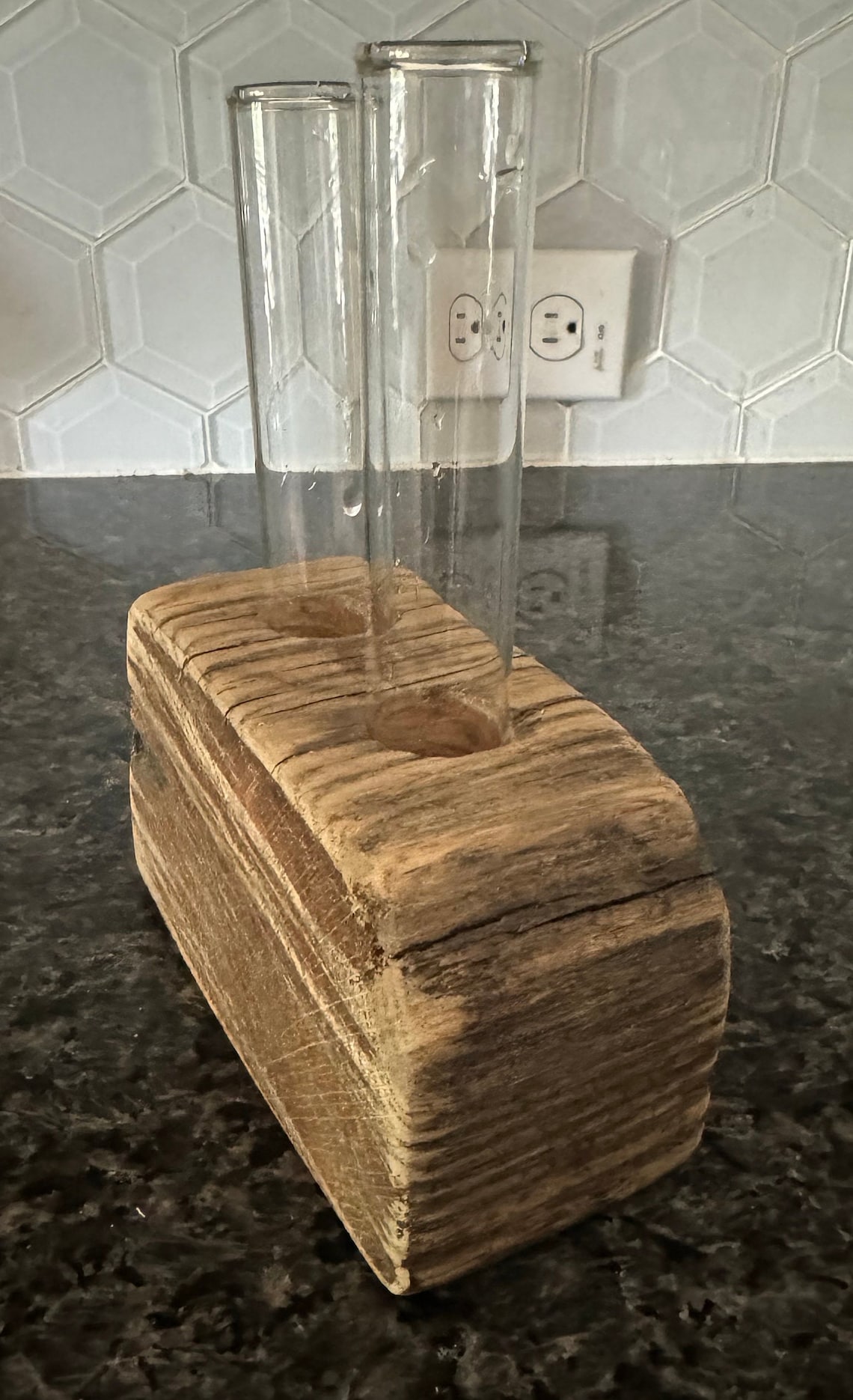 Reclaimed Oak Wood Propagation Station With Two Glass Test Tube ...