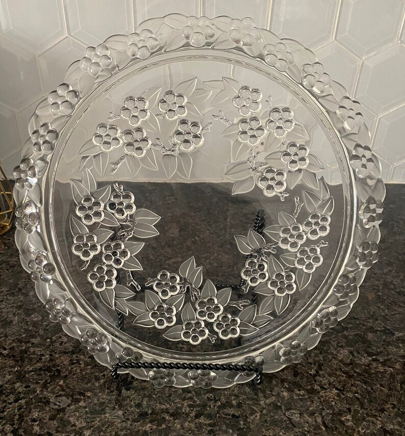 Clear Glass Dishware With Grape and Leaf Engravings - Etsy