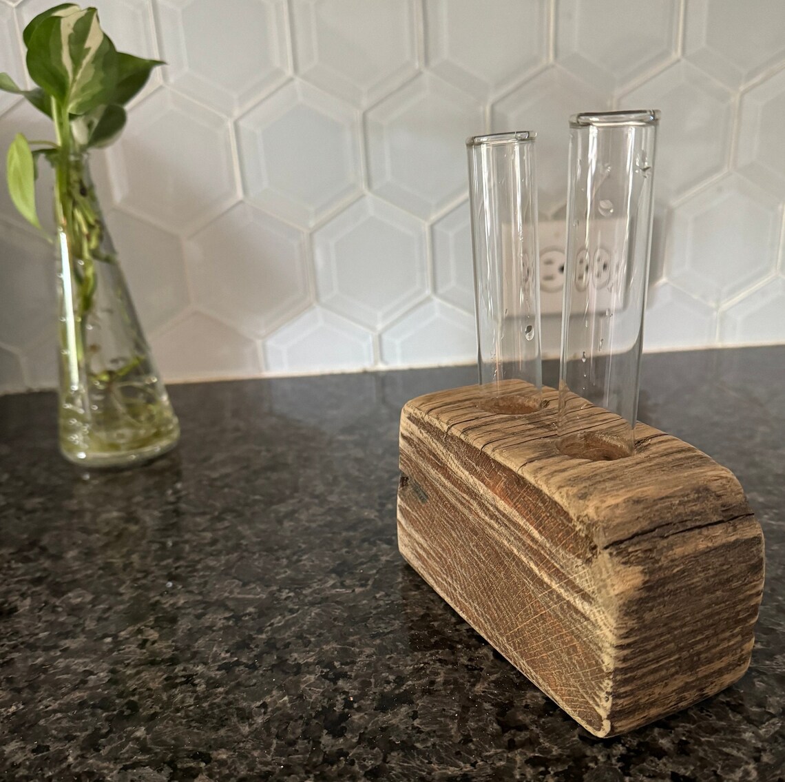 Reclaimed Oak Wood Propagation Station With Two Glass Test Tube ...