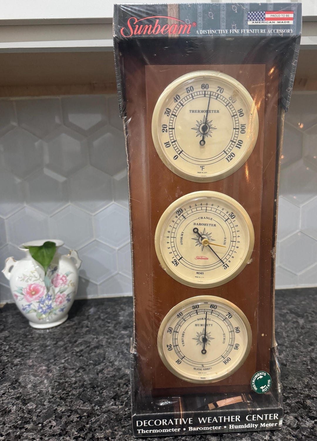 1991 Sunbeam Weather Center - Decorative Thermometer, Barometer, and ...
