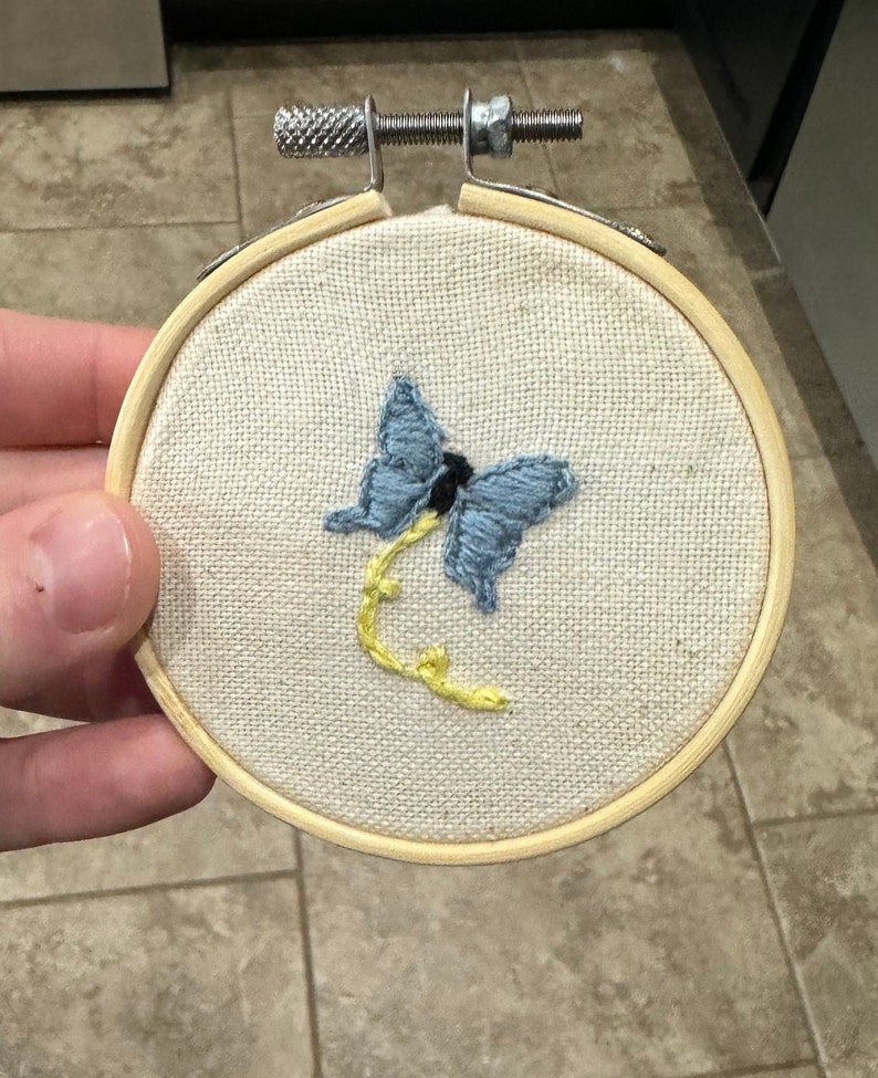 Hand-sewn Butterfly Embroidery Art - Adorable Wall Decor - Perfect Gift ...