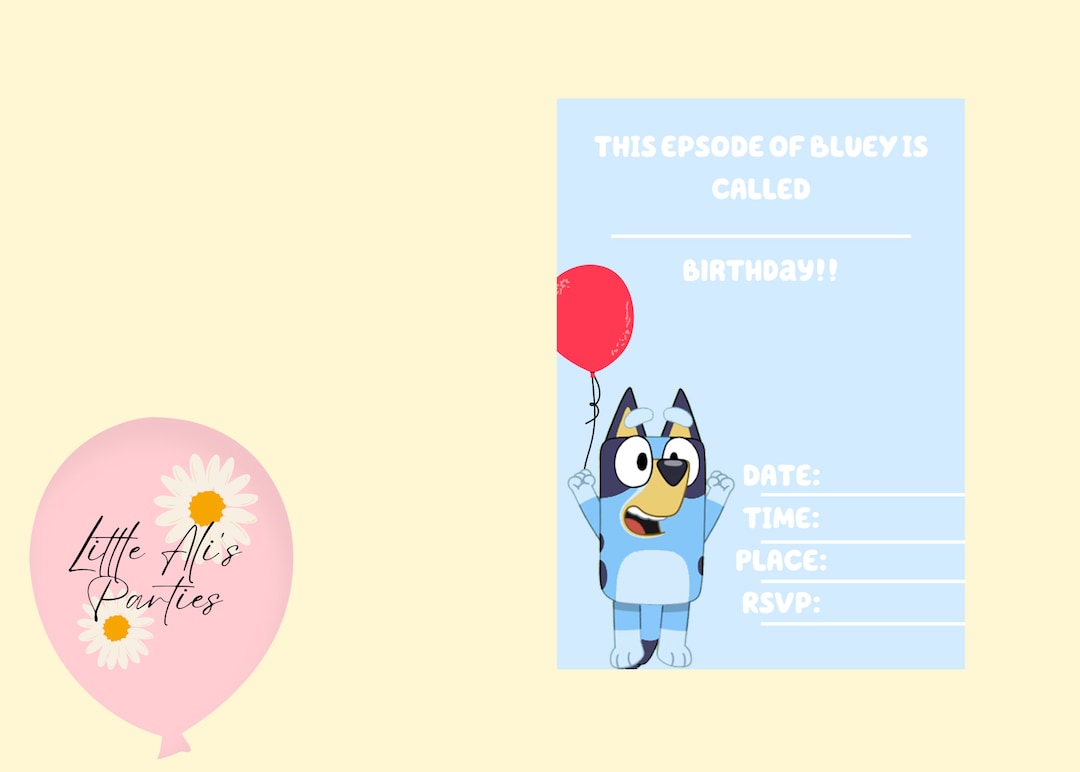 Bluey Inspired Birthday Party Invitation instant Download - Etsy