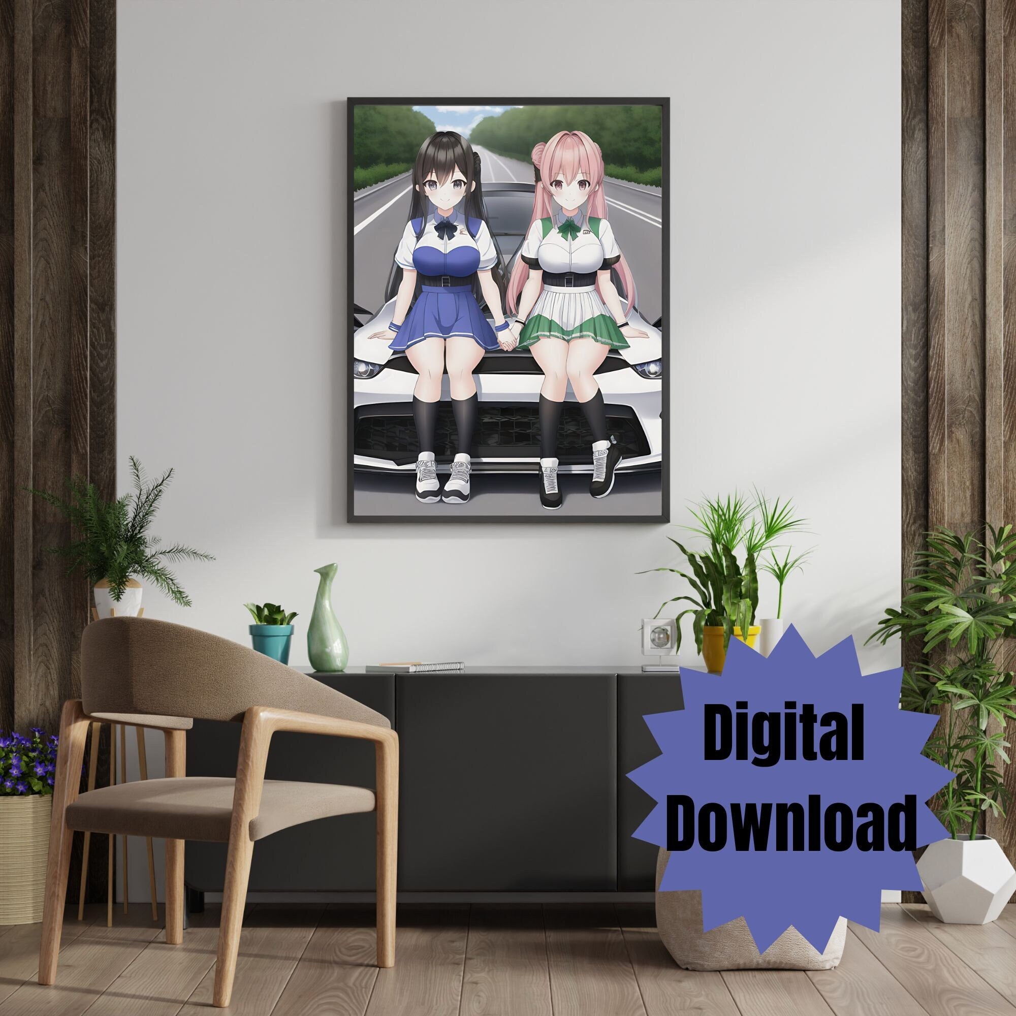 Wlw Art Anime Girls Digital Download Lesbian Cartoon Lesbian