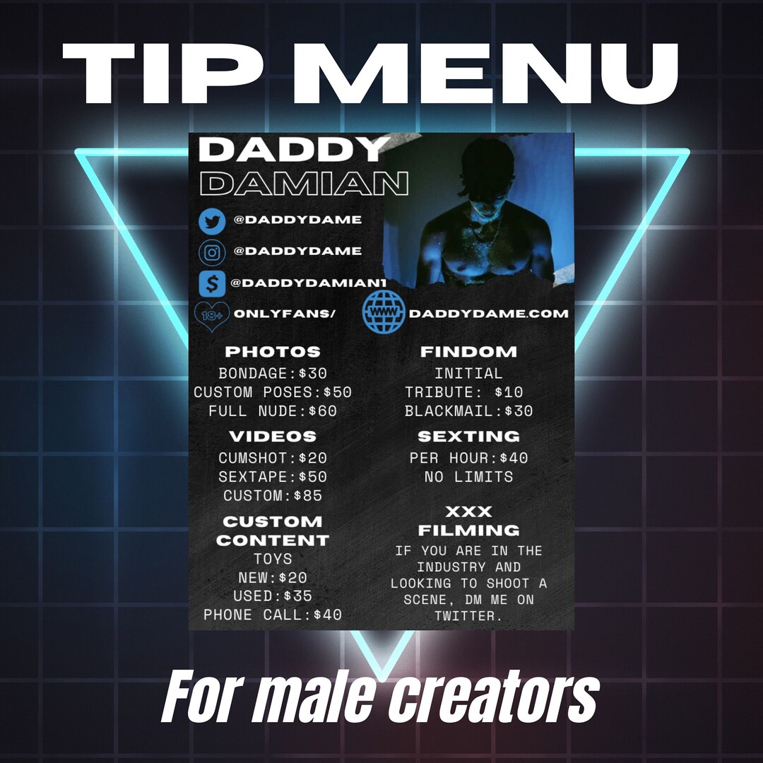 Onlyfans Tip Menu for Male Creators,masculine Aesthetic, Onlyfans Reddit, Ppv Onlyfans, Fansly ...