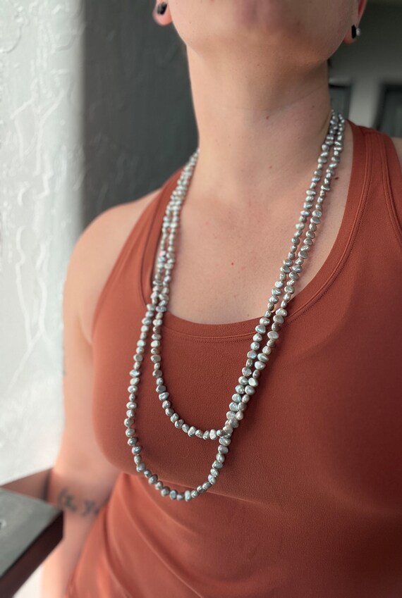 Genuine Freshwater Gray Baroque / Potato Pearl Neckla… - Gem
