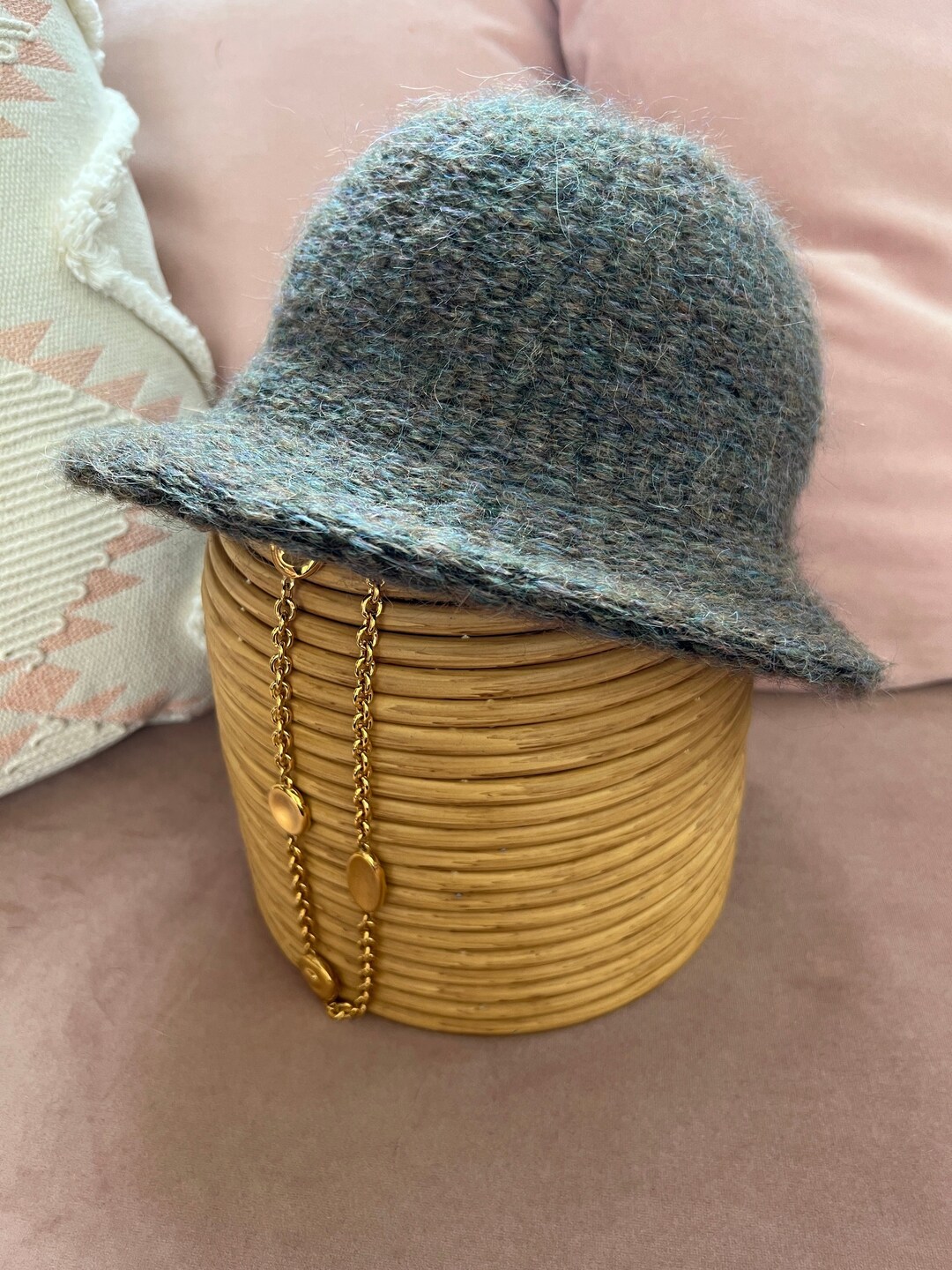 Vintage Mohair and Wool Bucket Hat Blue Gray - Etsy