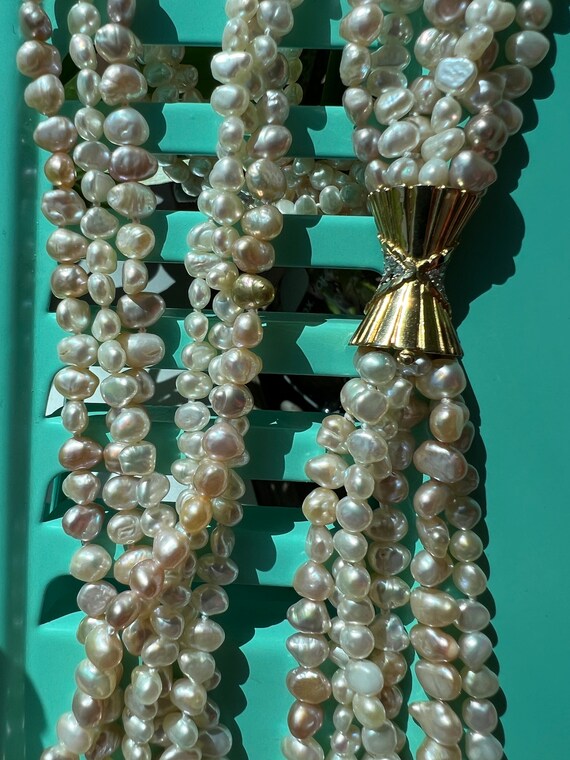 Genuine Freshwater Pink Baroque Potato Pearl Neckla… Gem
