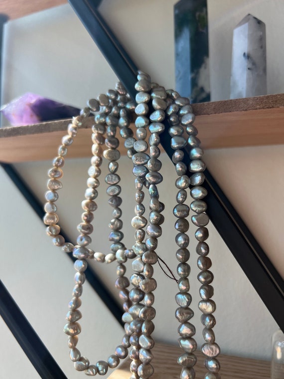 Genuine Freshwater Gray Baroque Potato Pearl Neckla… Gem