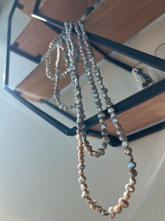 Genuine Freshwater Gray Baroque / Potato Pearl Neckla… - Gem