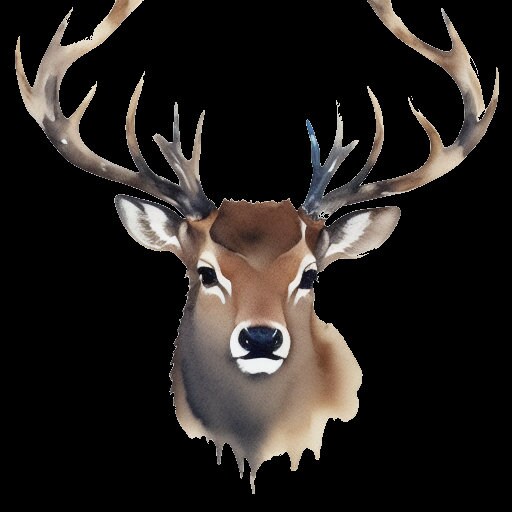 Watercolor Stag Head Clip Art - 100 PNG Files - Transparent Background ...