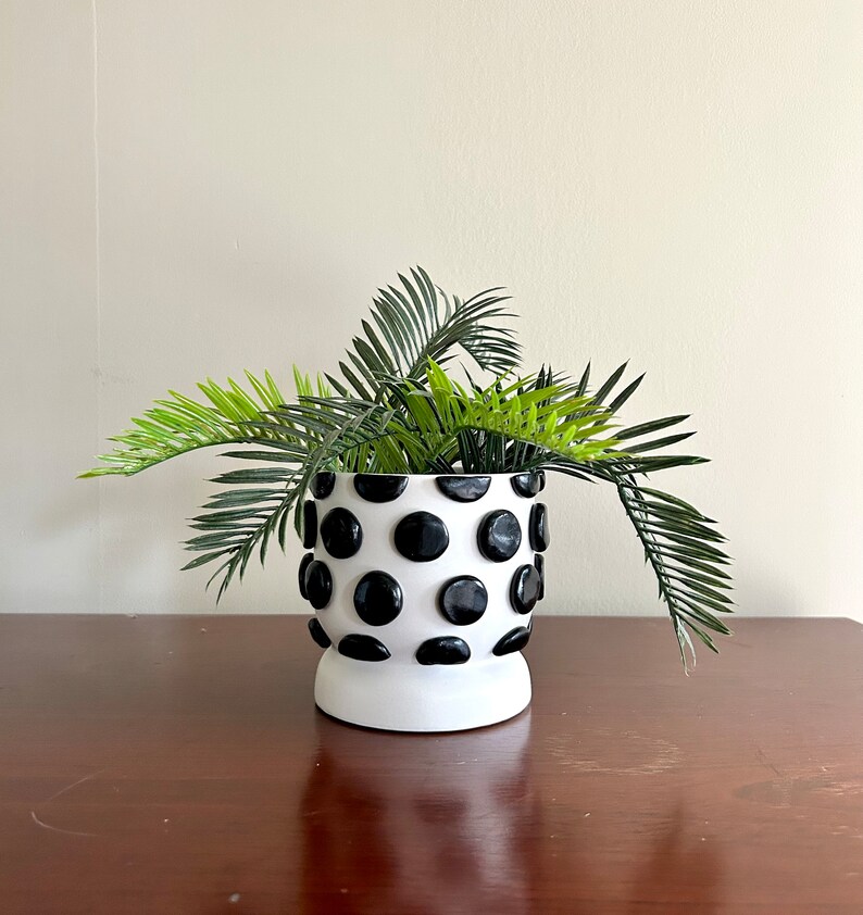 Black and White Dots Modern Ceramic Planter Home Decor Retro Ceramic ...