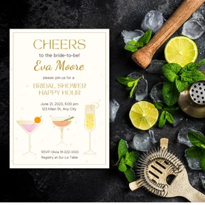Happy Hour Bridal Shower Invitation Wedding Shower Digital Invitations ...