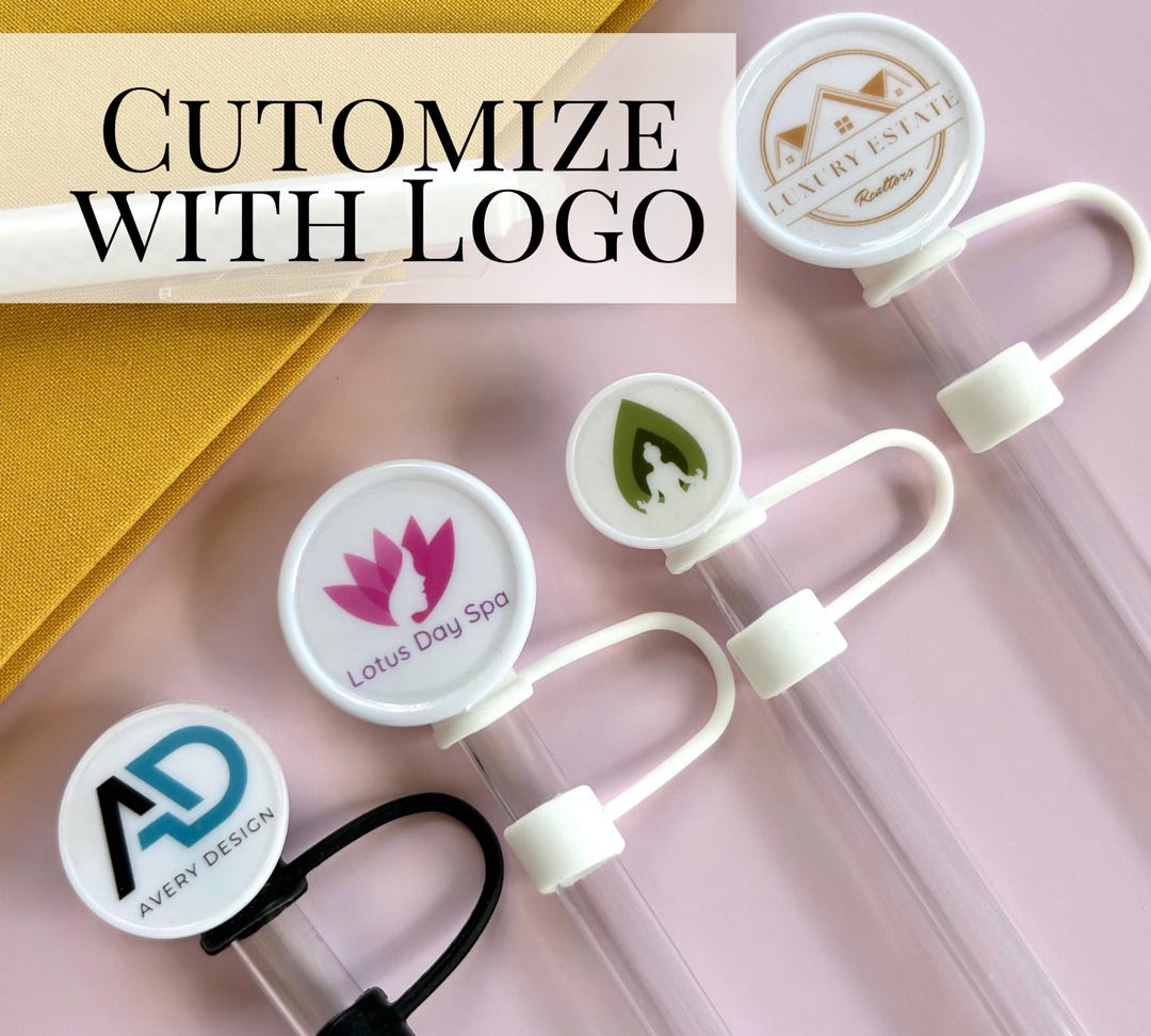 Custom Company Logo Straw Topper Branded Merch for Small Business ...