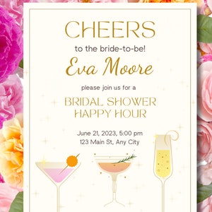 Happy Hour Bridal Shower Invitation Wedding Shower Digital Invitations ...