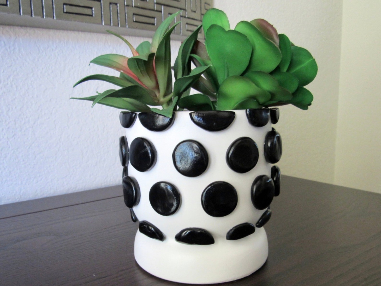 Black and White Dots Modern Ceramic Planter Home Decor Retro Ceramic ...