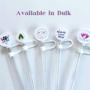 Custom Company Logo Straw Topper Branded Merch for Small Business ...