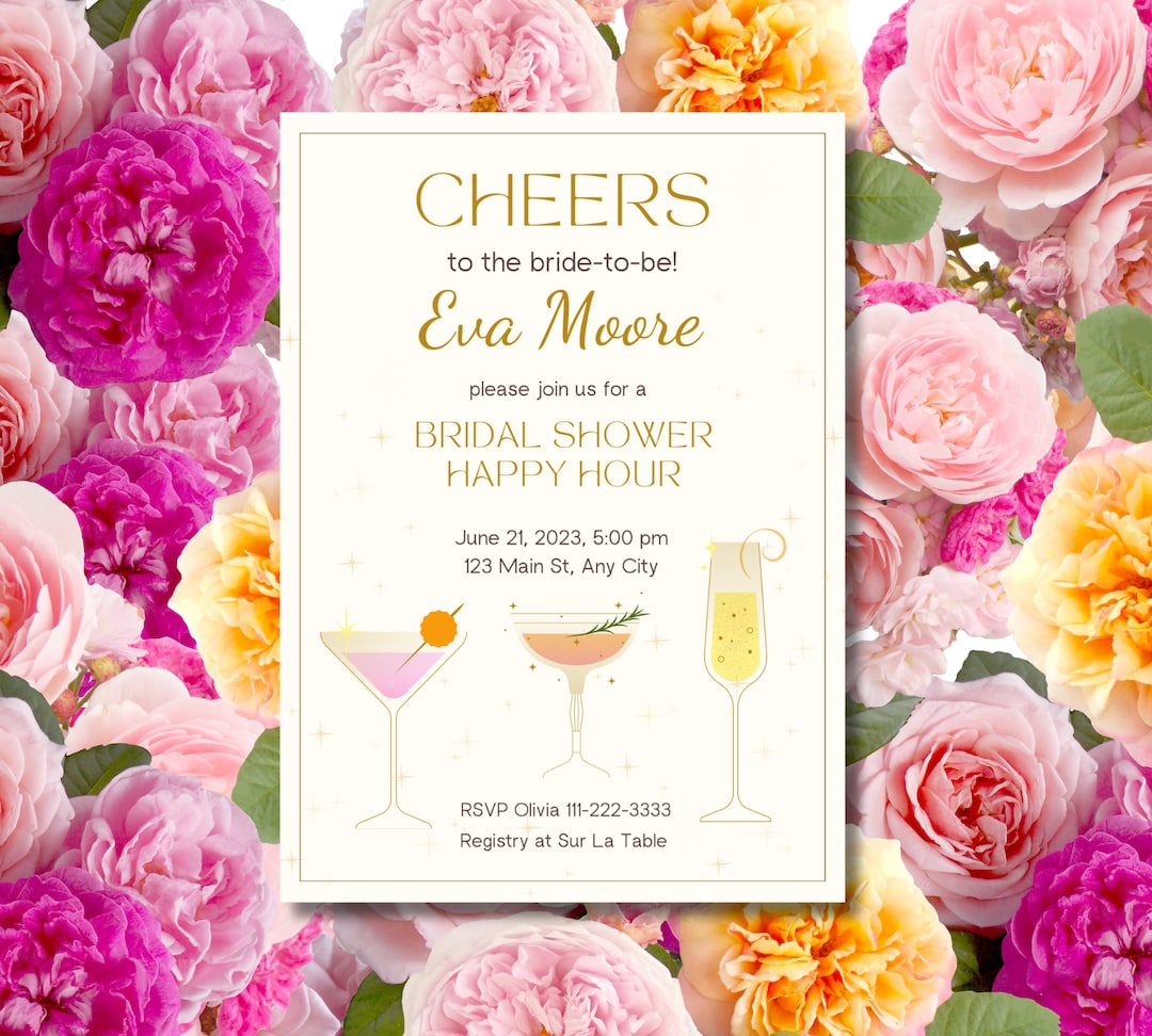 Happy Hour Bridal Shower Invitation Wedding Shower Digital Invitations ...