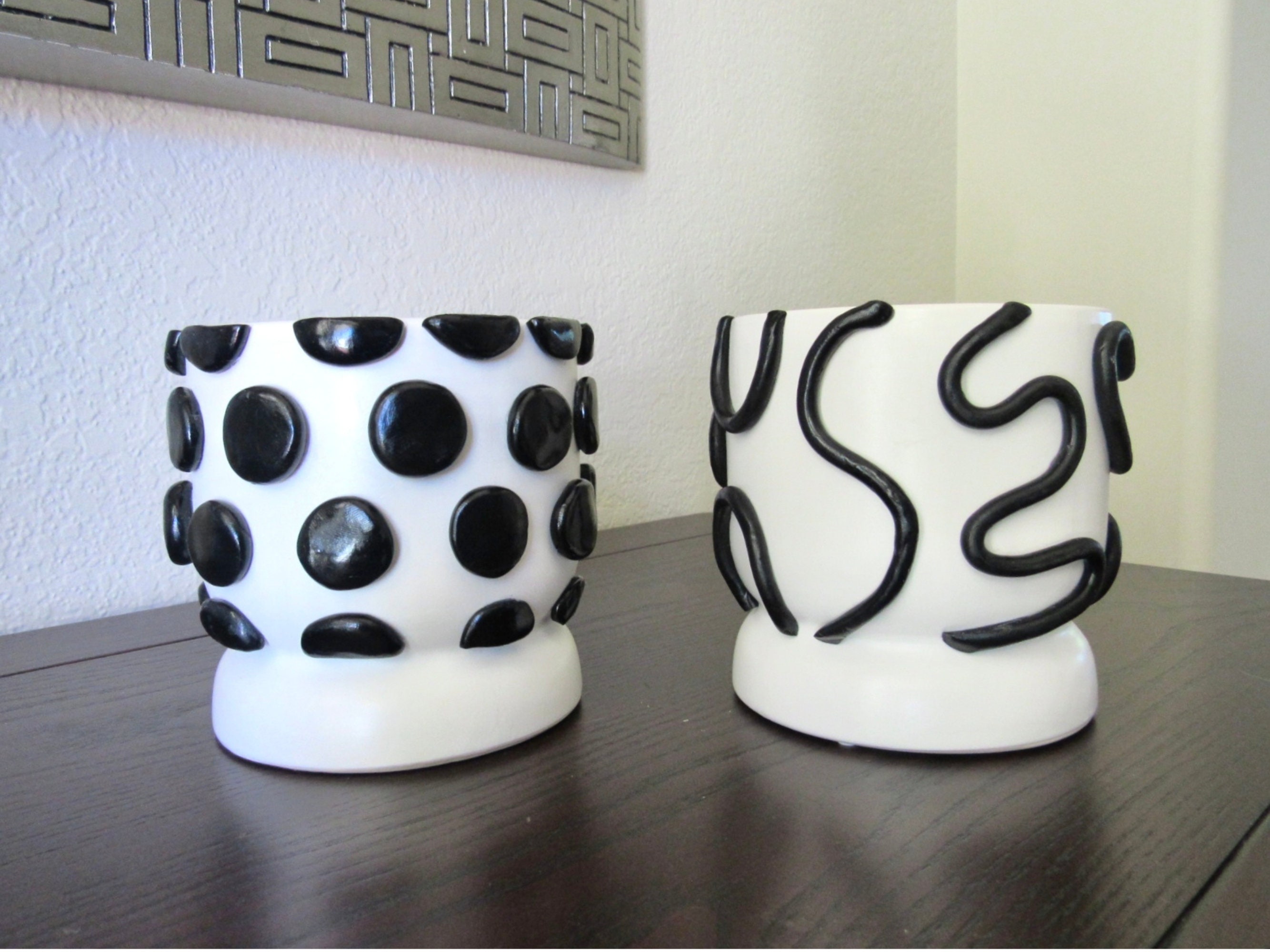 Black and White Dots Modern Ceramic Planter Home Decor Retro Ceramic ...