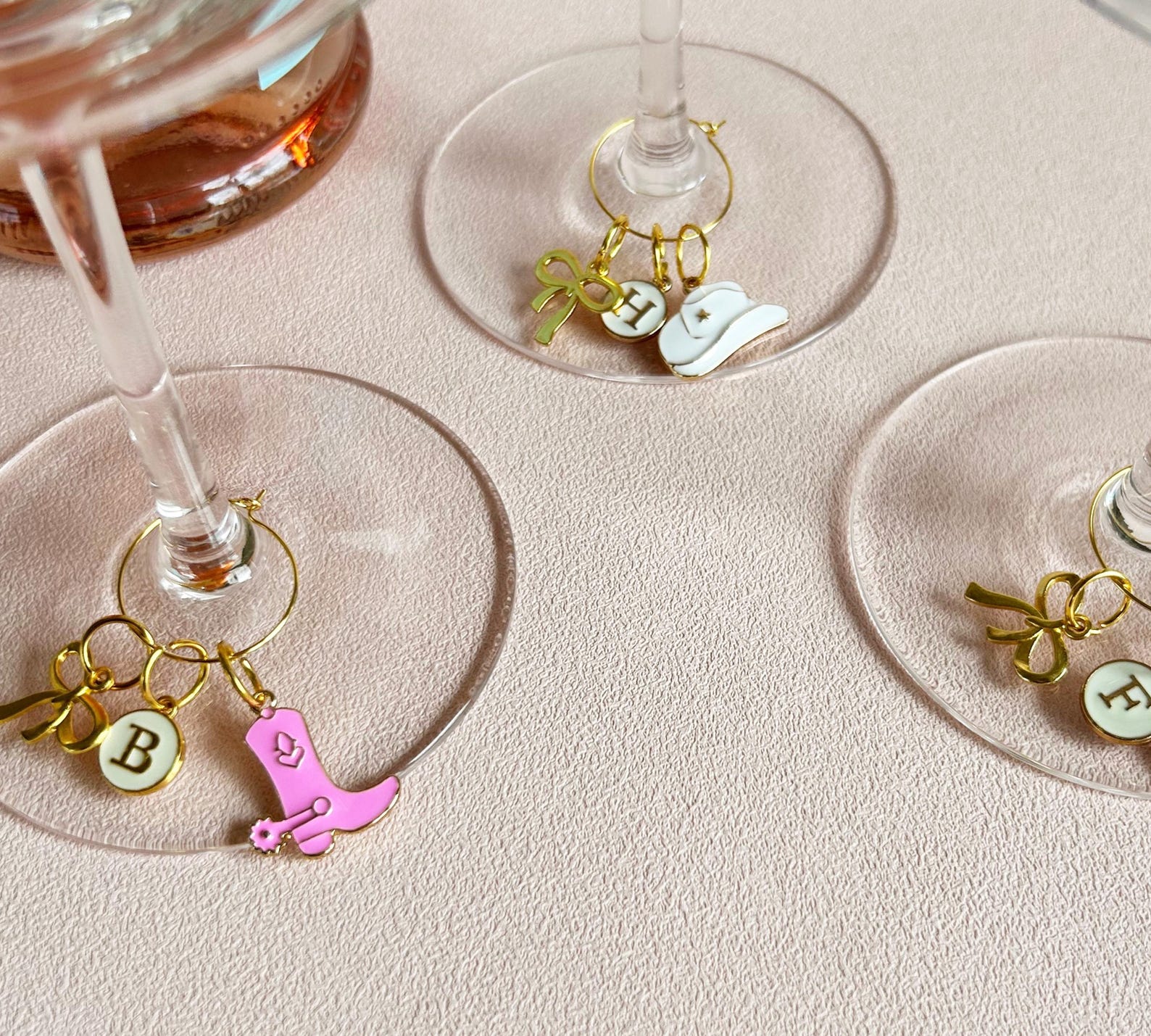 Personalized Initial Wine Charms: Cowgirl Bachelorette Party Favors - Etsy