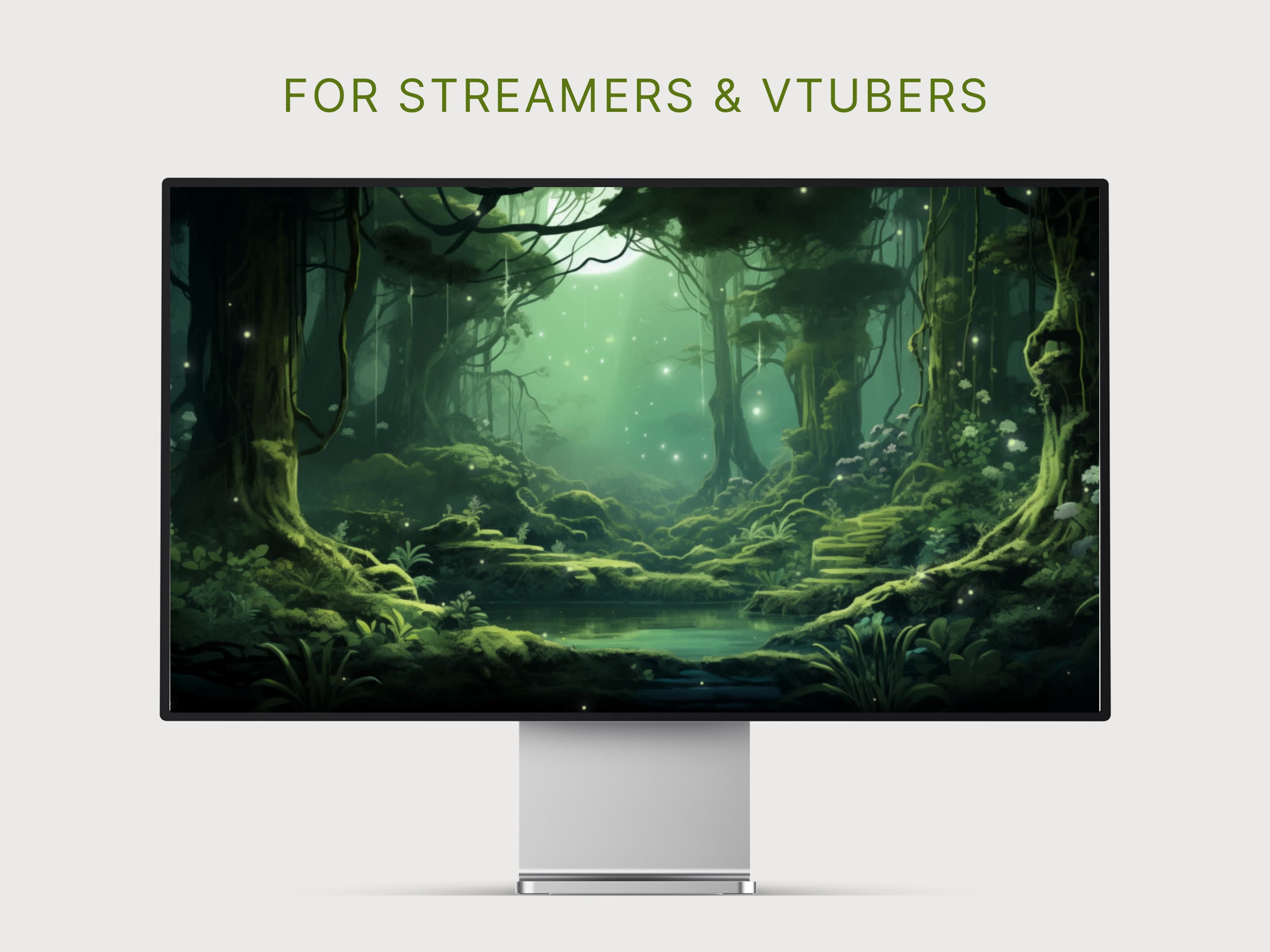 Green Vtuber Background Forest Twitch Overlay Animated Background Cozy ...