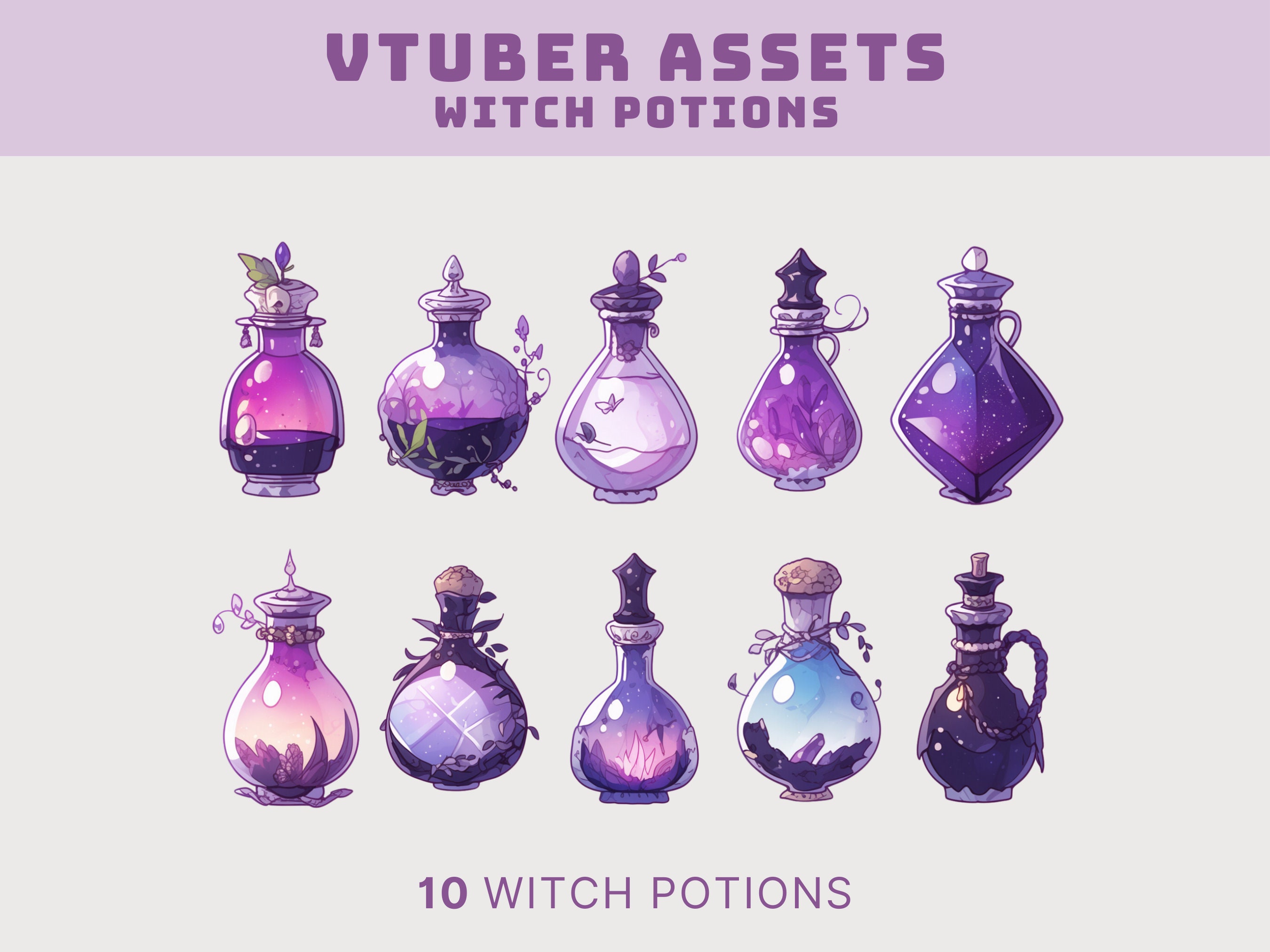 Vtuber Witch Asset Potion Vtuber Overlay Purple Potion Stream Decor ...