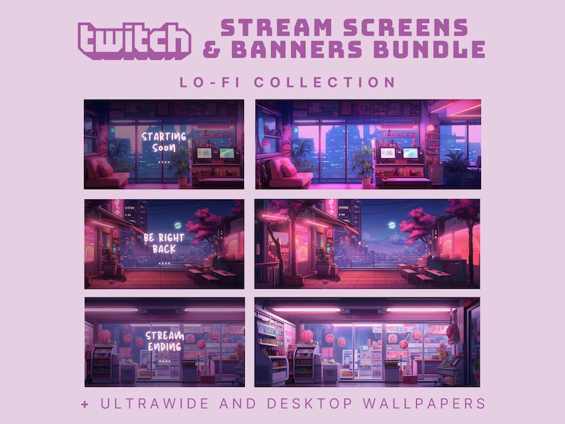 Pink Lofi Twitch Stream Animated Screen Pink Stream Screen Lofi Twitch ...
