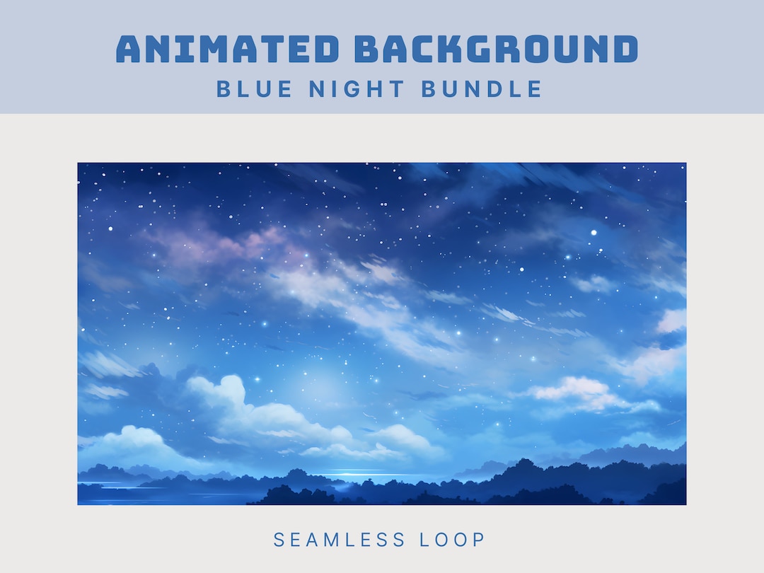 Blue Animated Background Vtuber Animated Twitch Overlay Blue Sky ...