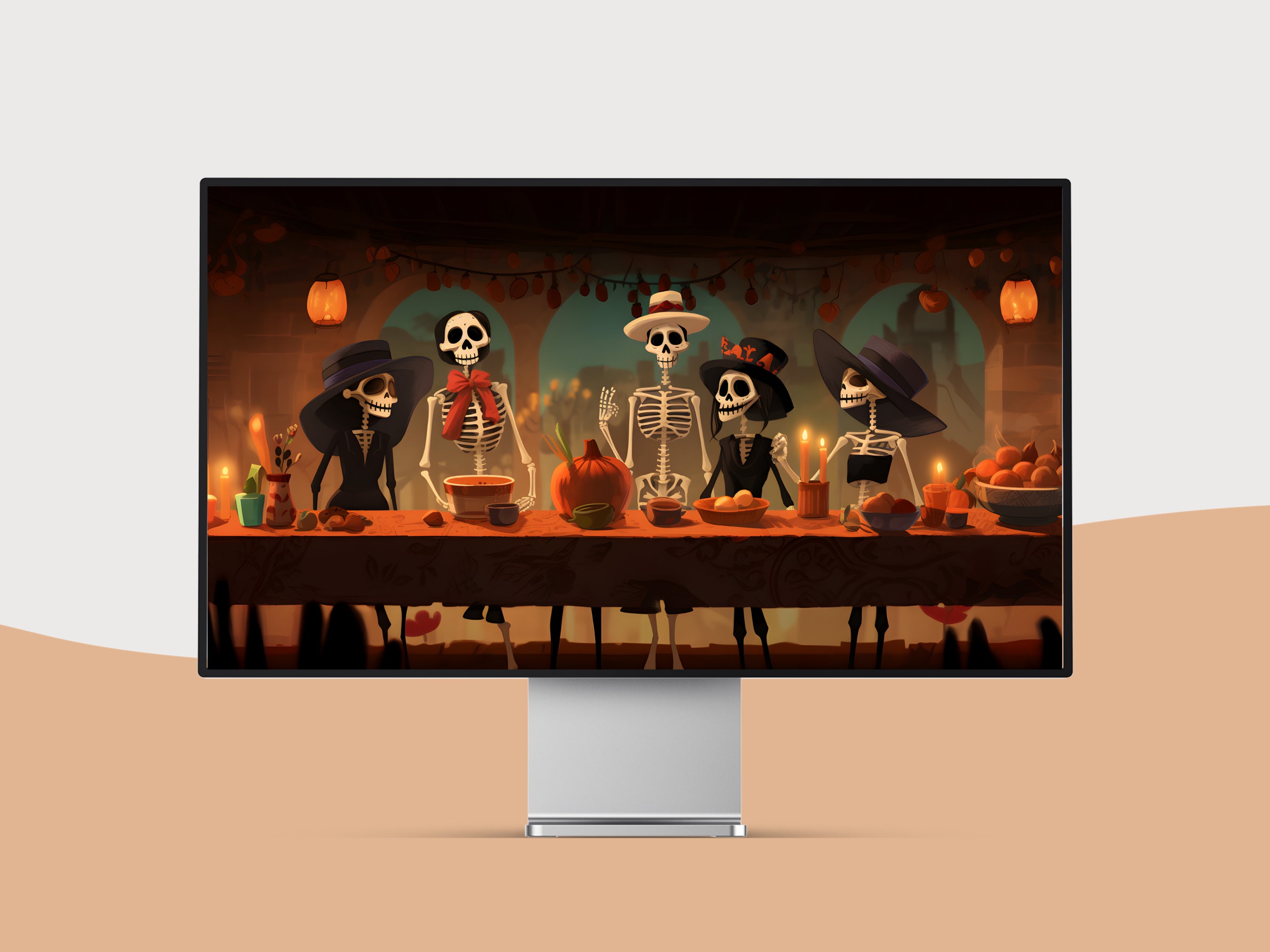 Desktop Wallpaper Halloween Wallpaper Day of the Dead - Etsy